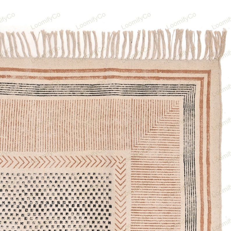 Block Print Rug, Hand Block printed Floor Rug, Handmade Rug, Indian ...