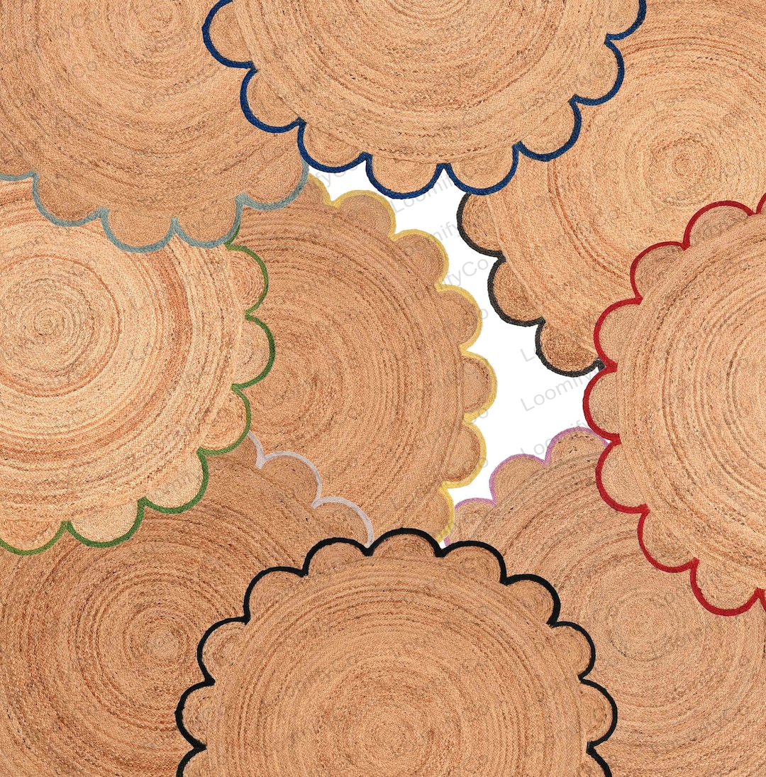 Scallop Round Rug Round Jute Rug Carpet Round Yoga Mat Circle Accent ...