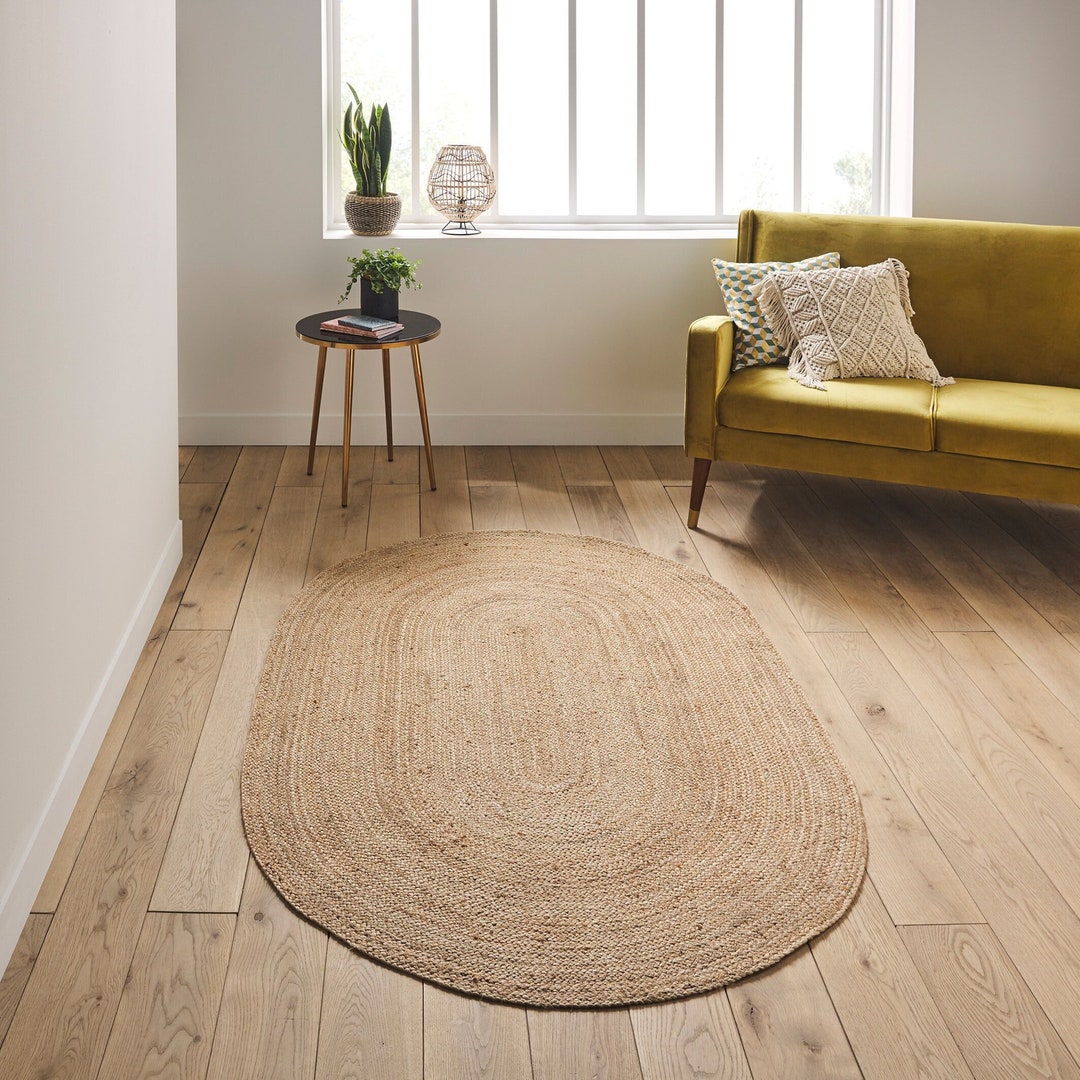 Chunky Oval Jute Rug Seagrass Rug Eco Friendly Rug Custom Size Boho ...