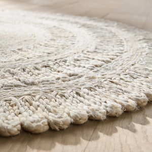 Natural Jute Round Rug in off White /ivory , Eco Friendly Rug Round ...