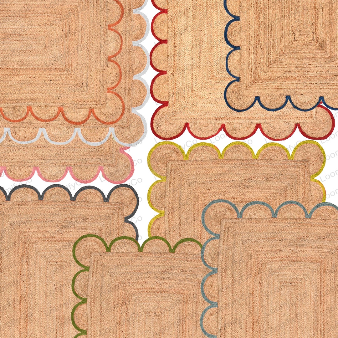 Natural Scalloped Jute Rug, Scallop Edge Rug Jute Area Rug Custom Size ...