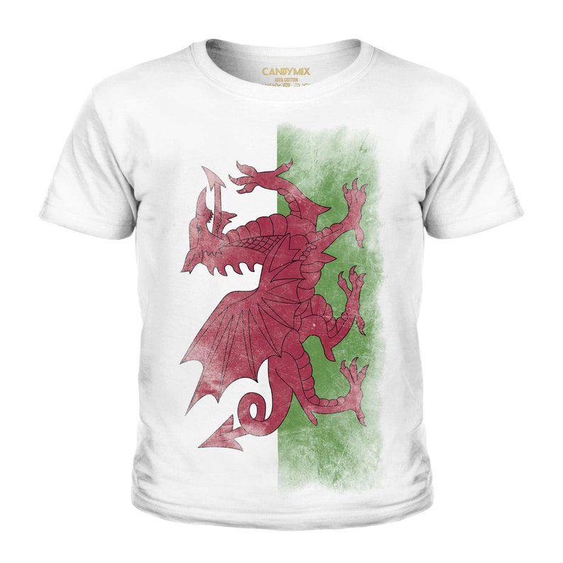 Wales T-shirt. Welsh Dragon Faded Flag. Men Women and Kids - Etsy Australia