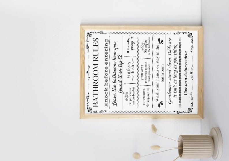 House Posters Funny House Rules Witty Posters Bathroom Rules Bathroom ...