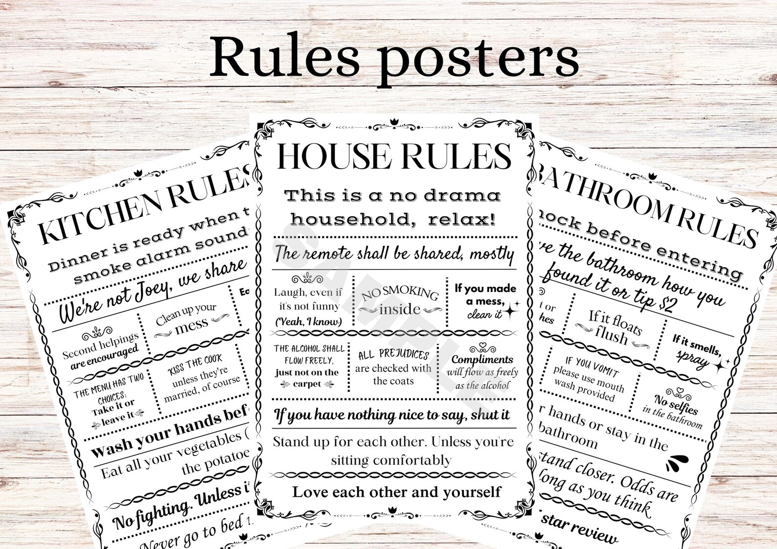 House Posters Funny House Rules Witty Posters Bathroom Rules Bathroom ...