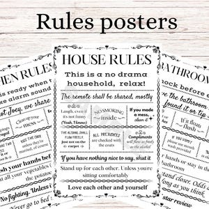 House Posters Funny House Rules Witty Posters Bathroom Rules Bathroom ...
