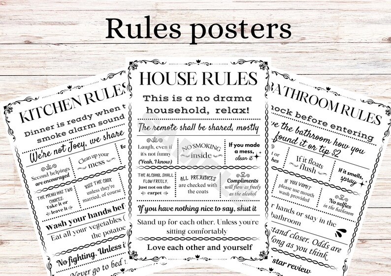 House Posters Funny House Rules Witty Posters Bathroom Rules Bathroom ...
