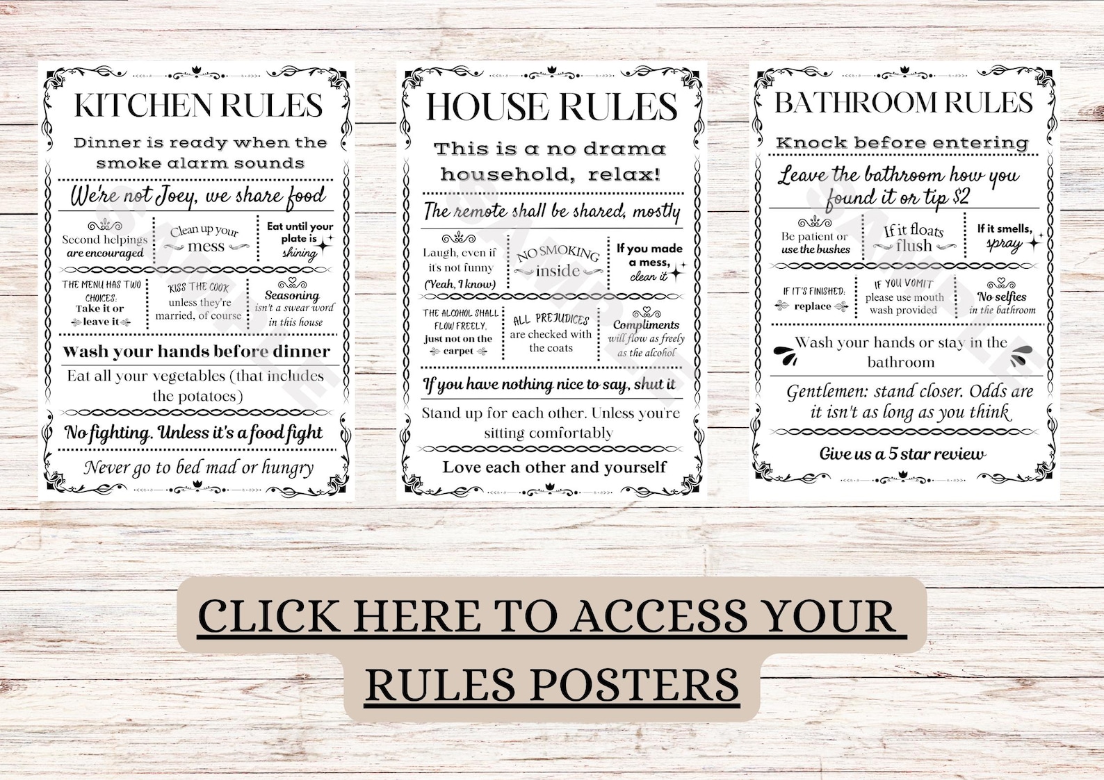 House Posters Funny House Rules Witty Posters Bathroom Rules Bathroom ...
