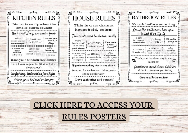 House Posters Funny House Rules Witty Posters Bathroom Rules Bathroom ...