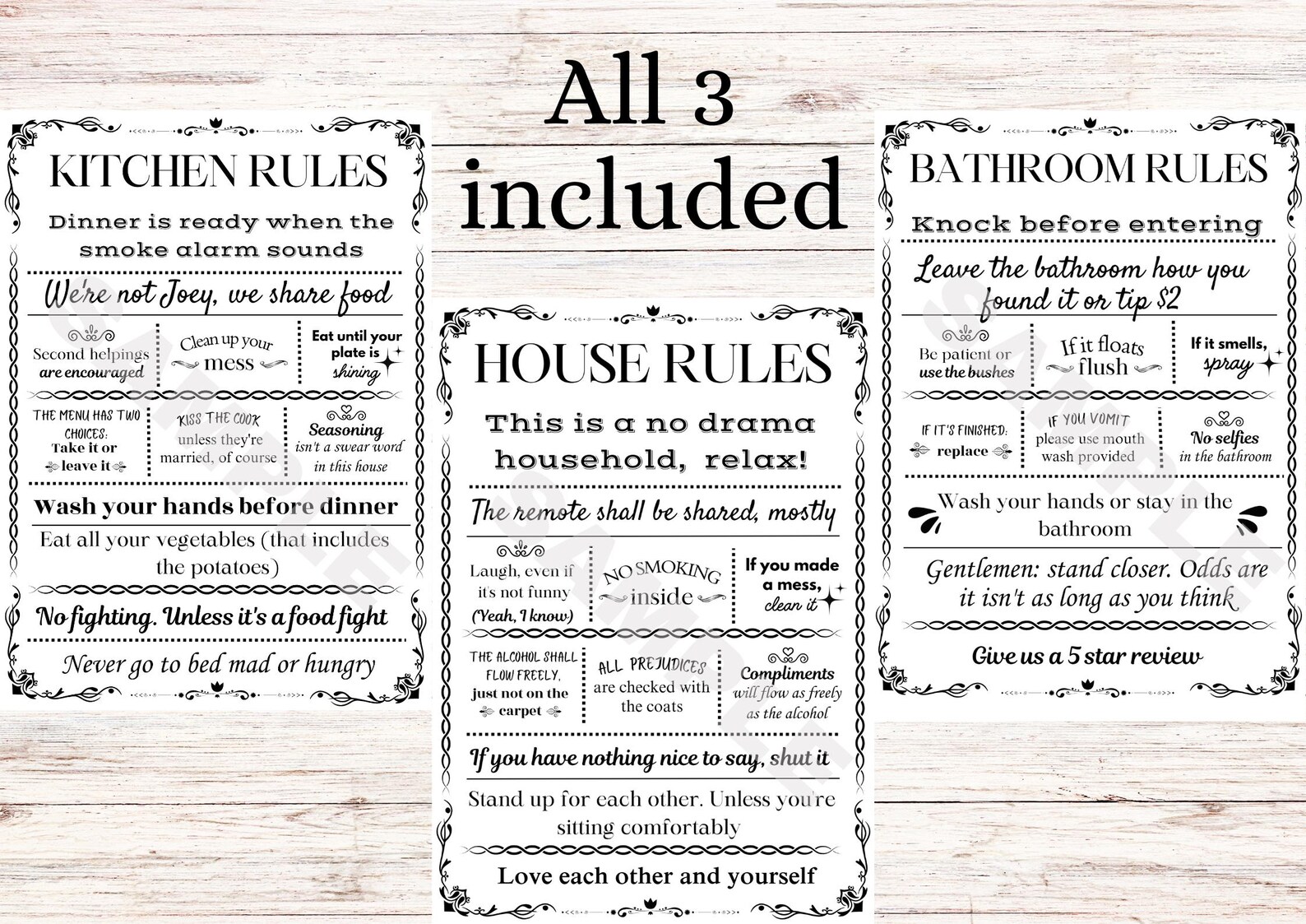 House Posters Funny House Rules Witty Posters Bathroom Rules Bathroom ...