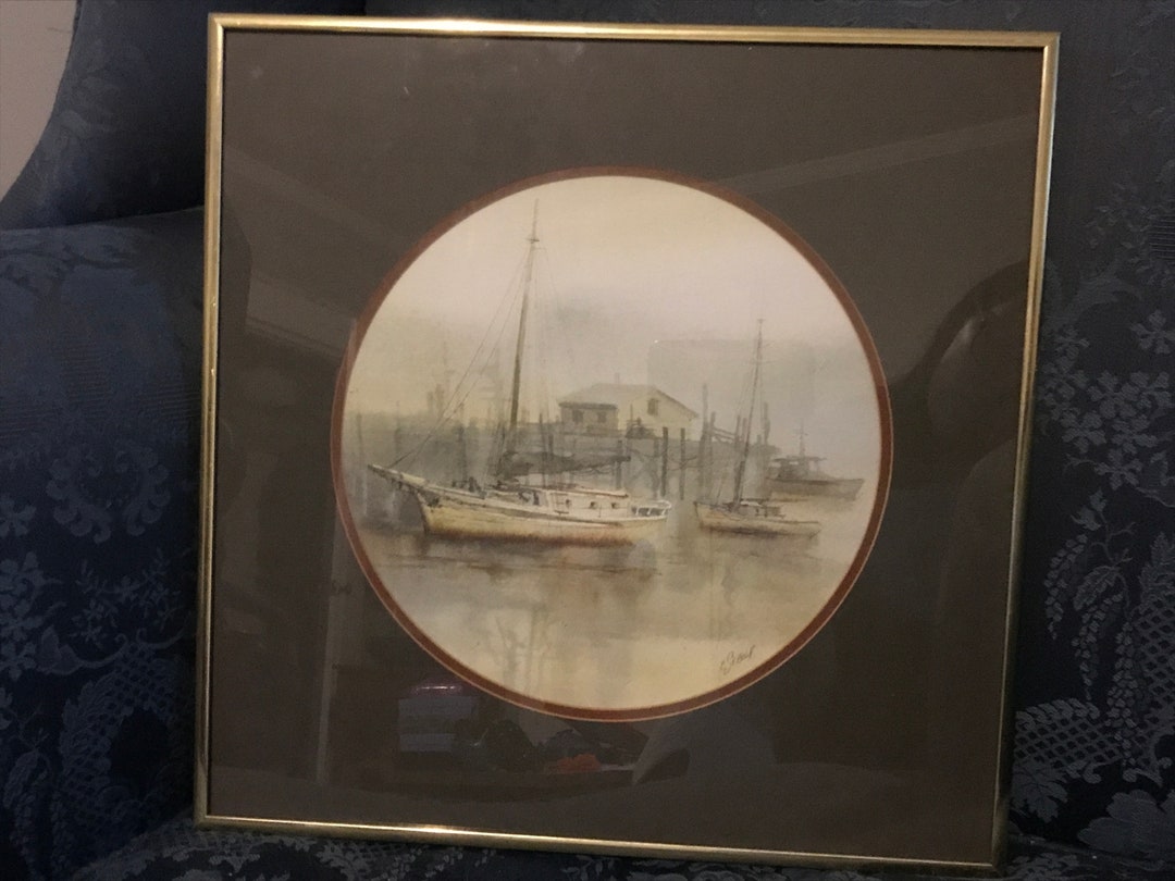 Signed Marine Coastal Watercolor by Carol Sebold Framed - Etsy