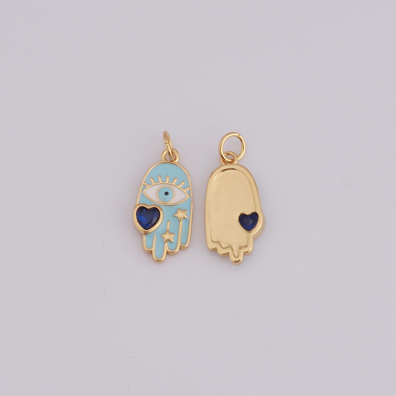 Dainty Hand Charms,18k Gold Filled Heart Pendant,micropavé CZ Necklace ...