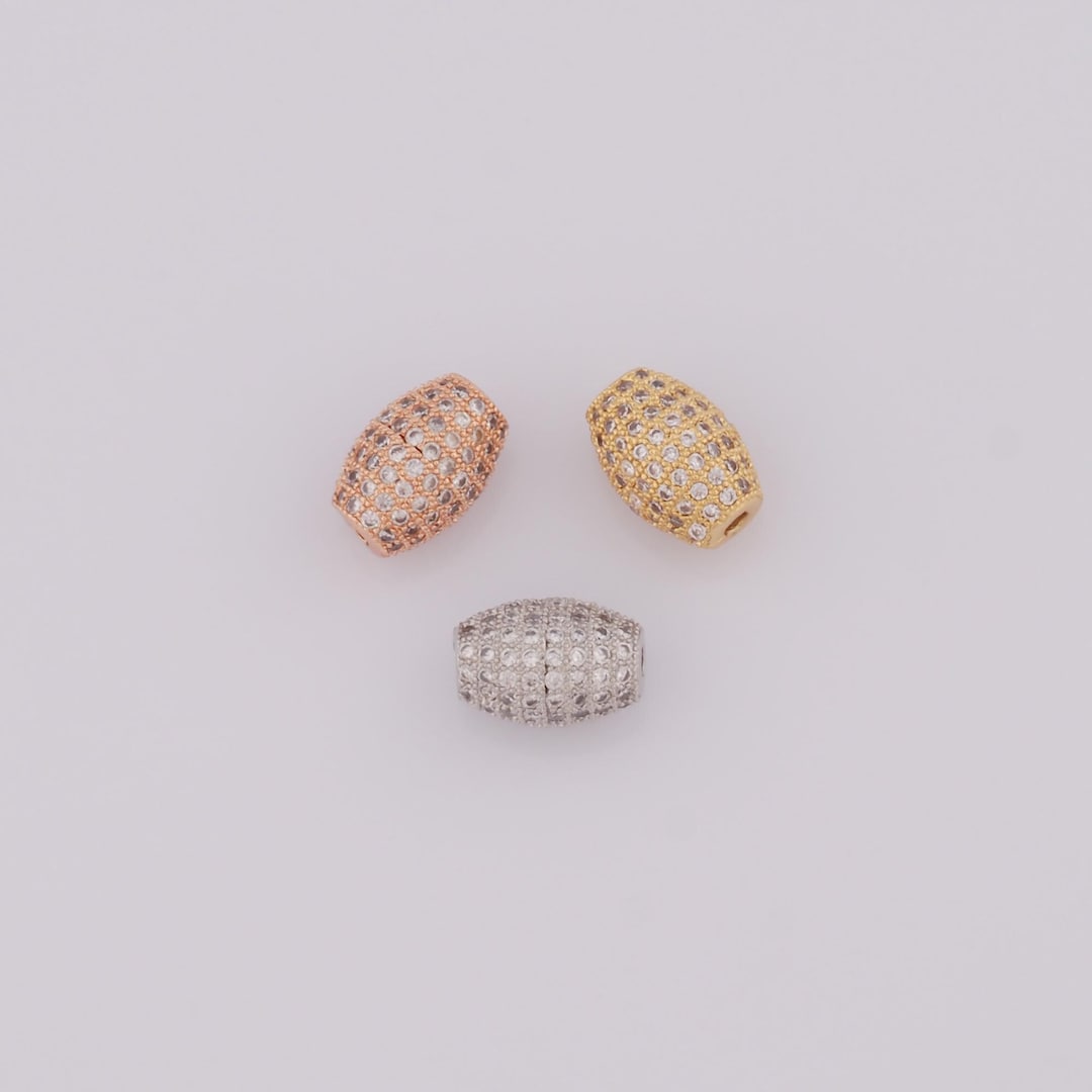18K Gold Filled Gold Spacer Beads Cap Charms, Micropavé CZ Gold Oval ...