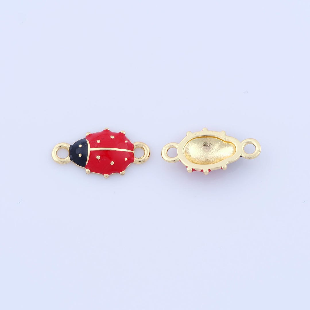 18K Gold Filled Ladybug Connector ,enamel Insect Connector Charms for ...