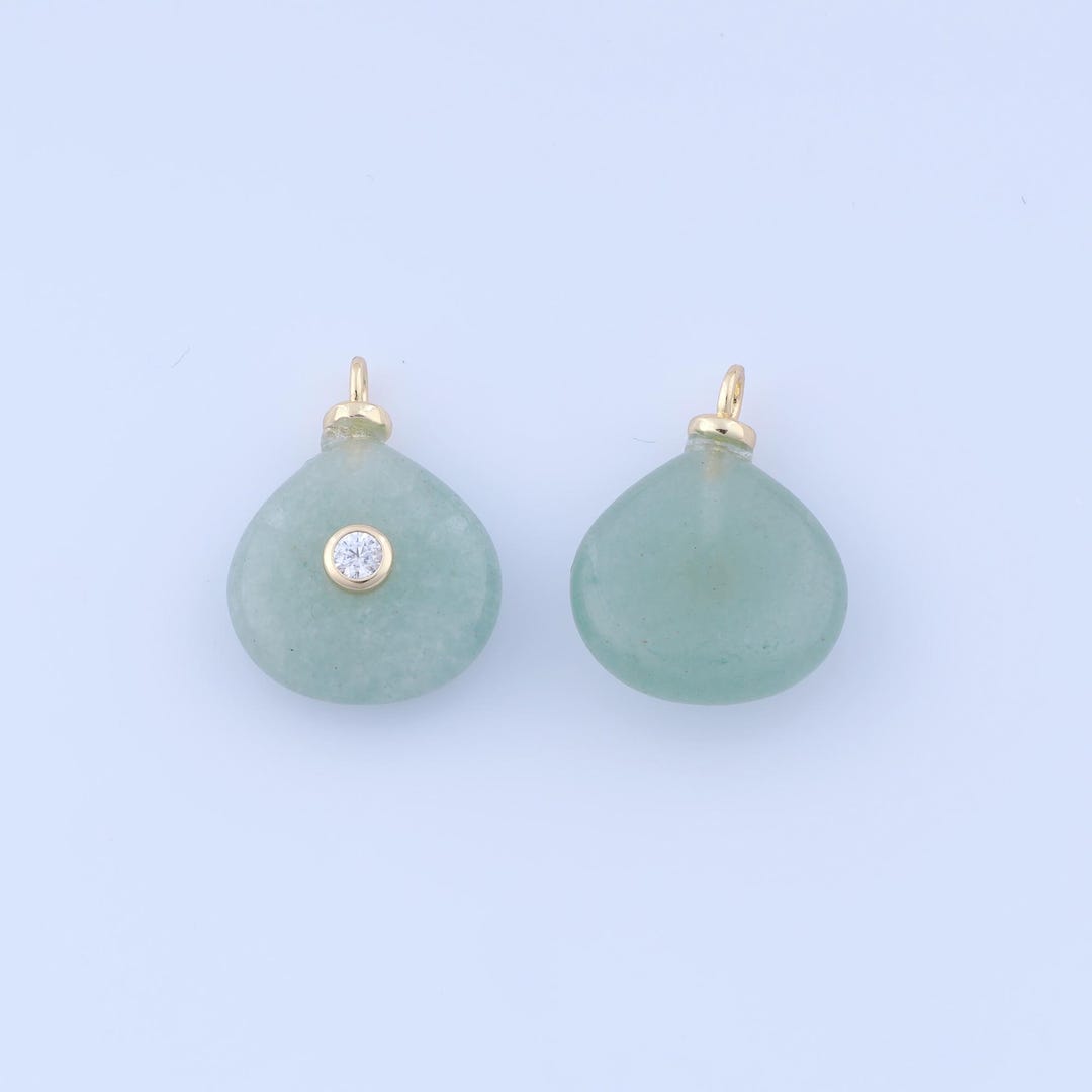 Gold Water Drop Charms, 18K Gold Filled Natural Stone Pendant ...