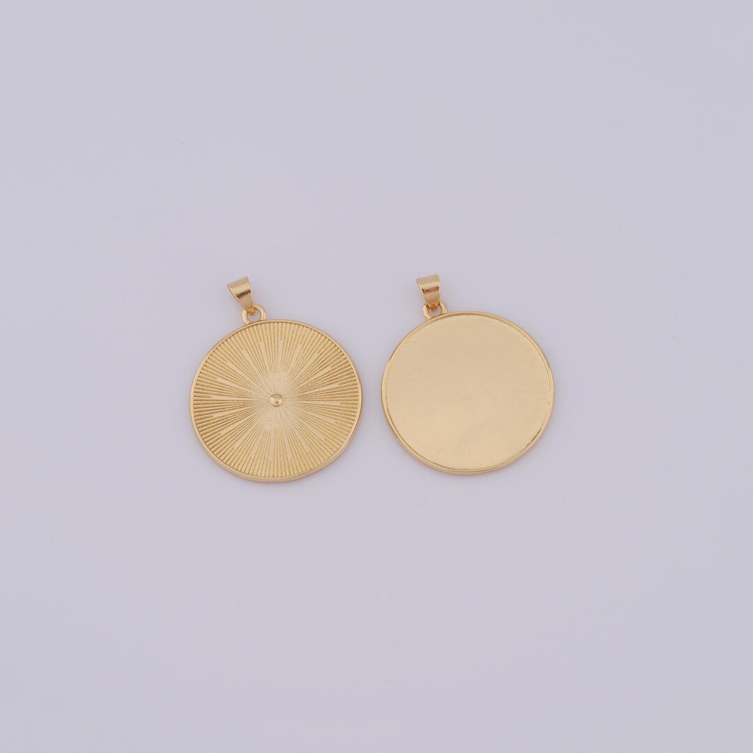 Gold Round Charms,18k Gold Filled Round Pendant,round Necklace for DIY ...