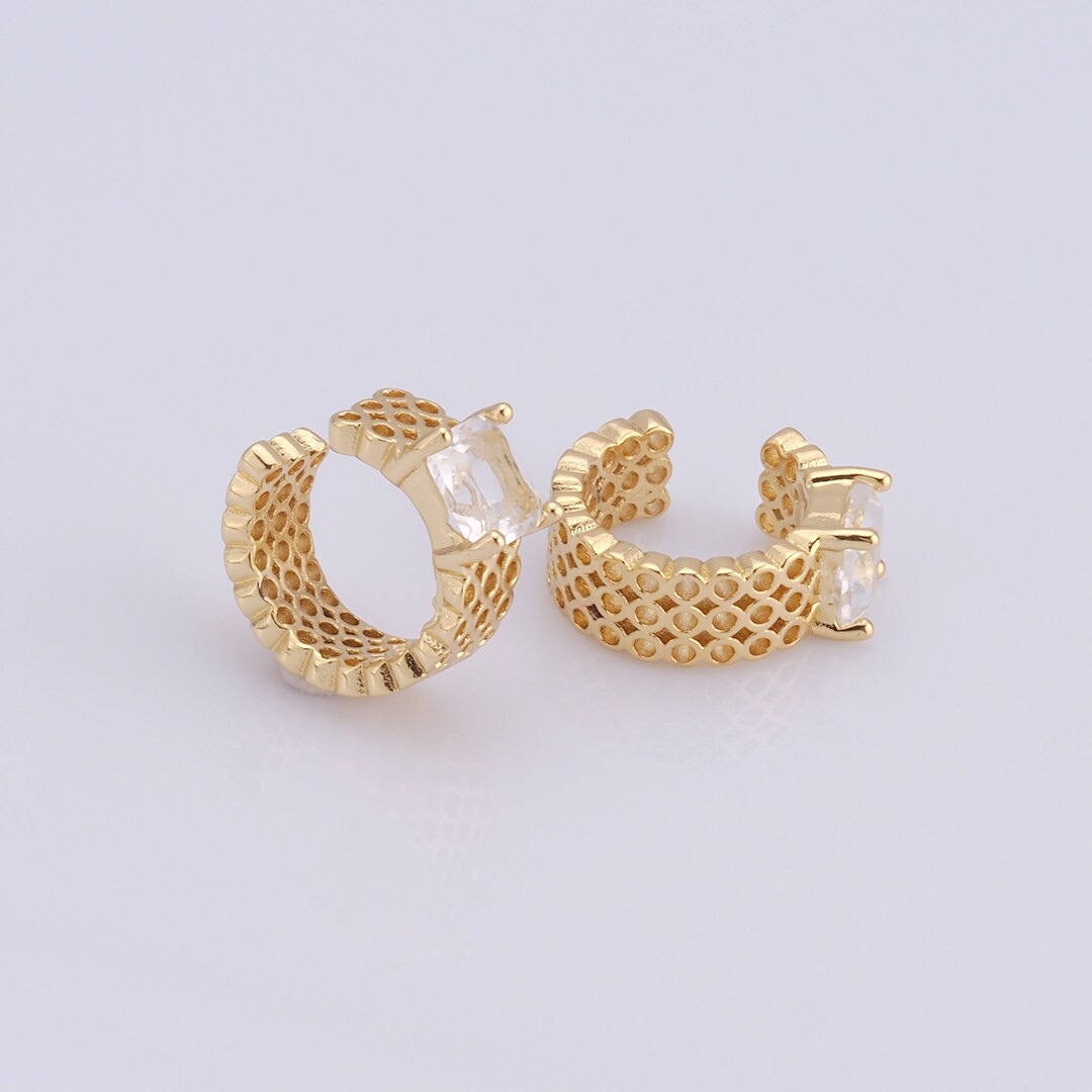 Gold Ear Clips,18k Gold Filled Ear Cuffs,micropaved CZ Small Hoop ...