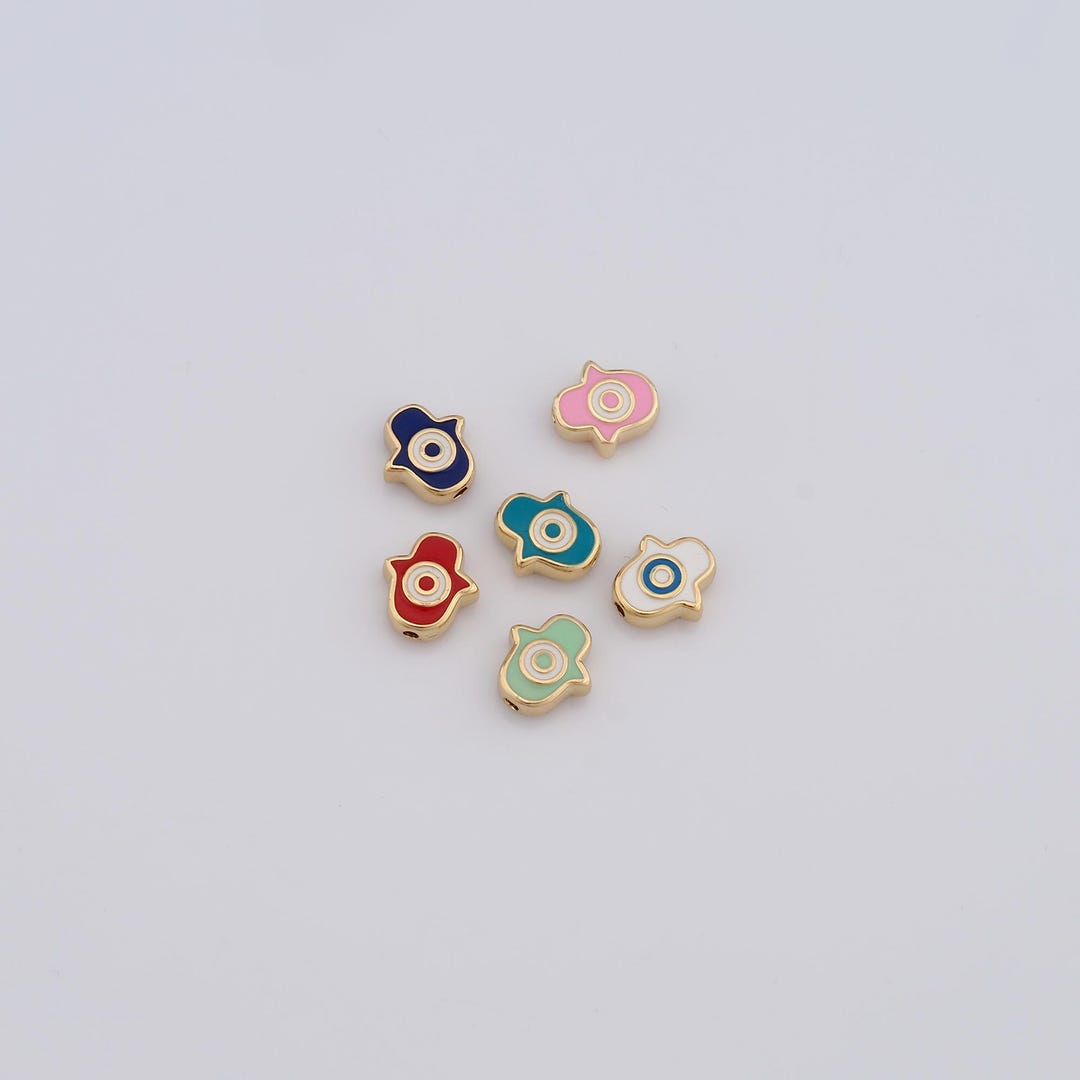 Gold Evil Eye Beads Charms,18k Gold Filled Enamel Devil Eye Beads,diy ...