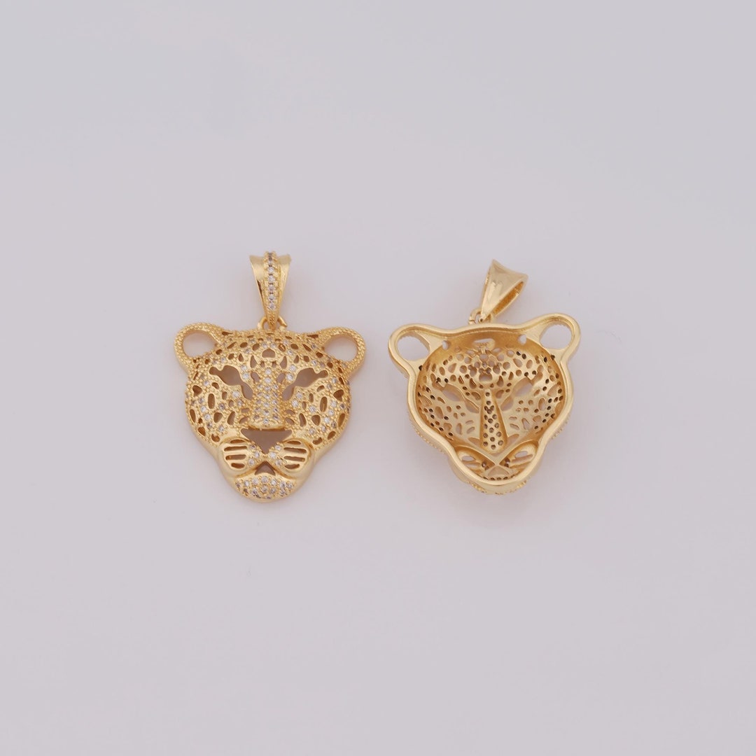 Gold Animal Charms,18k Gold Filled Tiger Pendant,micropavé CZ Tiger ...