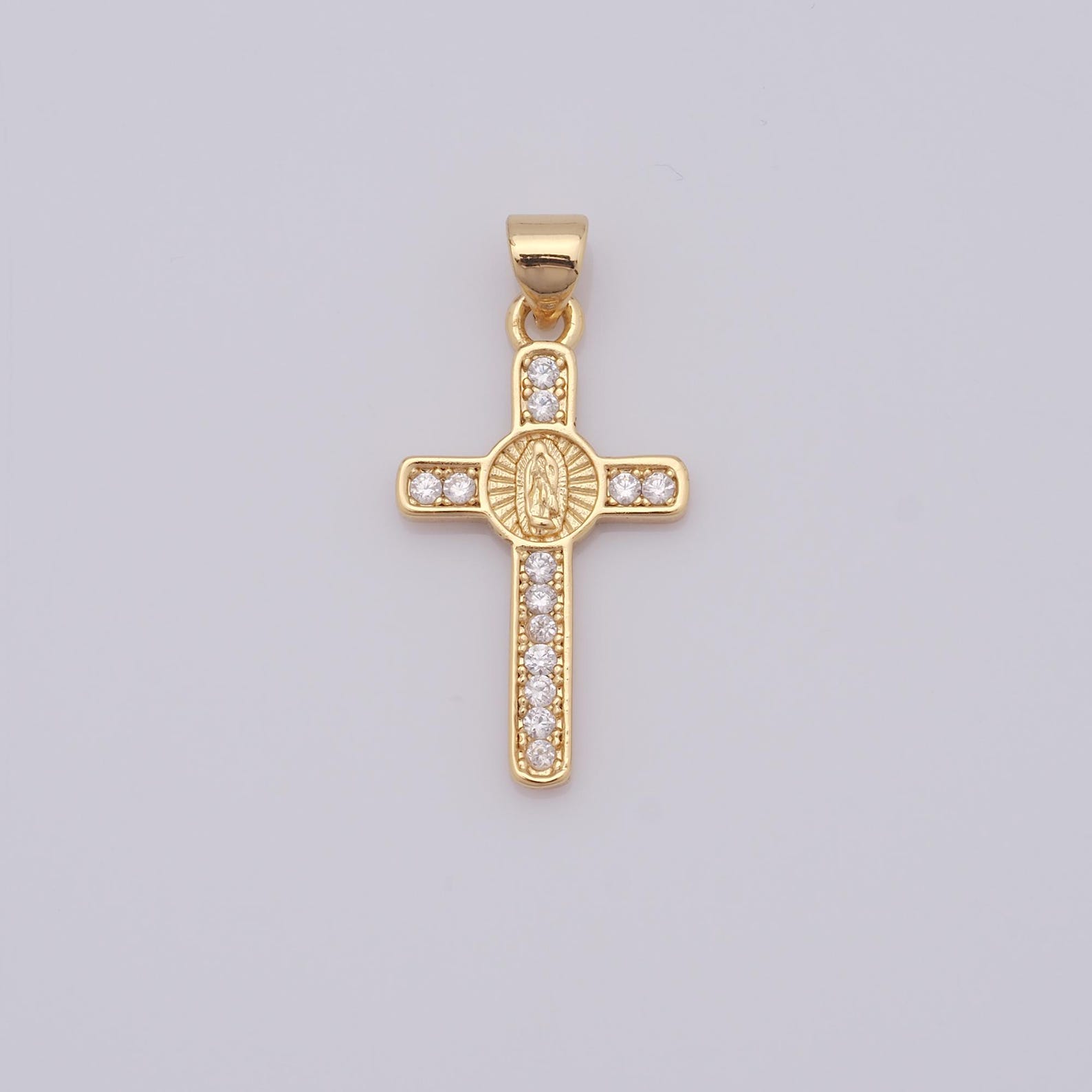 Dainty Cross Charms,18k Gold Filled Cross Pendant,micropavé CZ Necklace ...