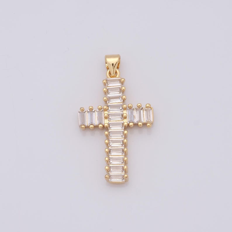 Gold Cross Charms,18k Gold Filled Cross Pendant,micropavé CZ Cross ...