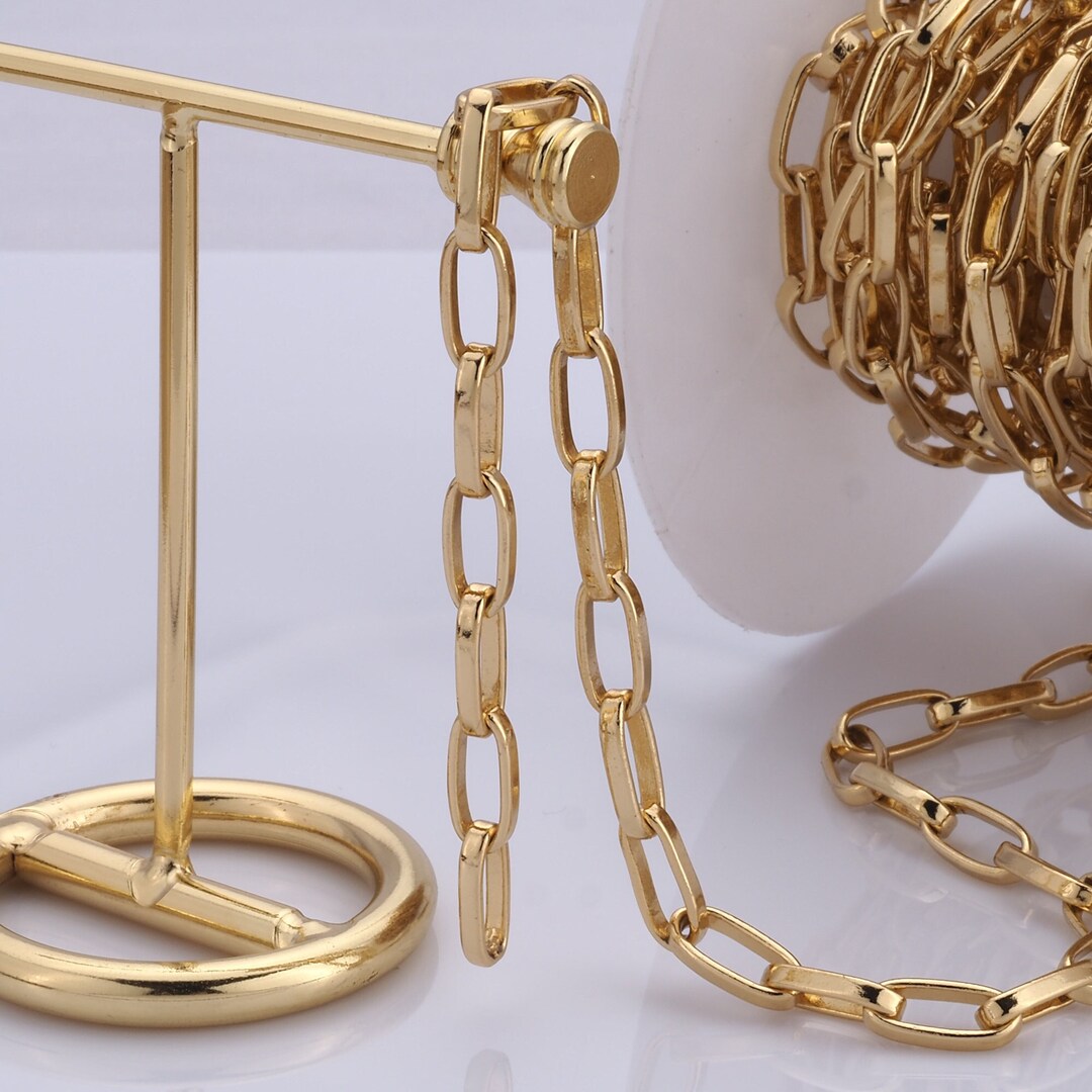 Gold Paper Clips Chain, 18K Gold Filled Semi Finished Chain, Specialty ...