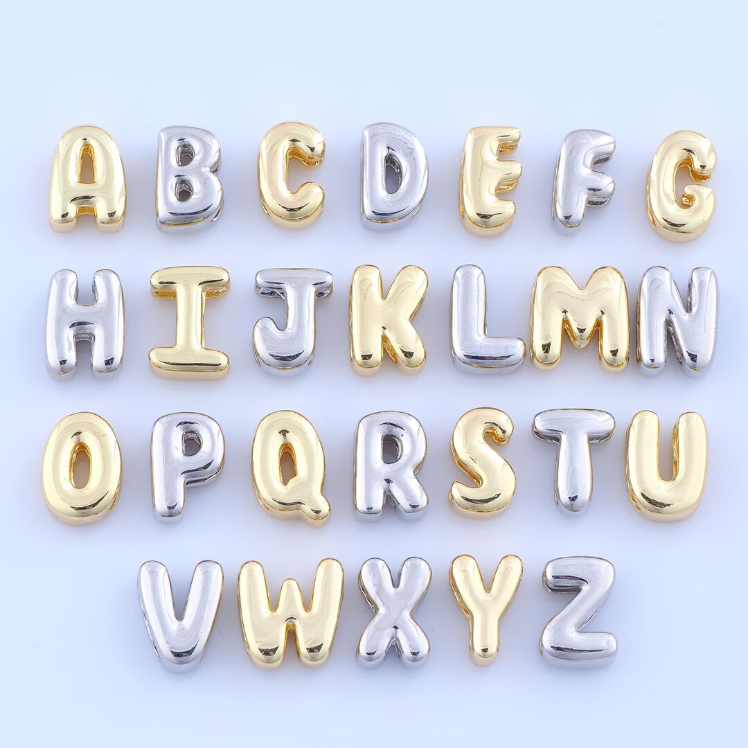 Gold Initial Spacer Letter Charms,18k Gold Filled Alphabet Beads,diy ...