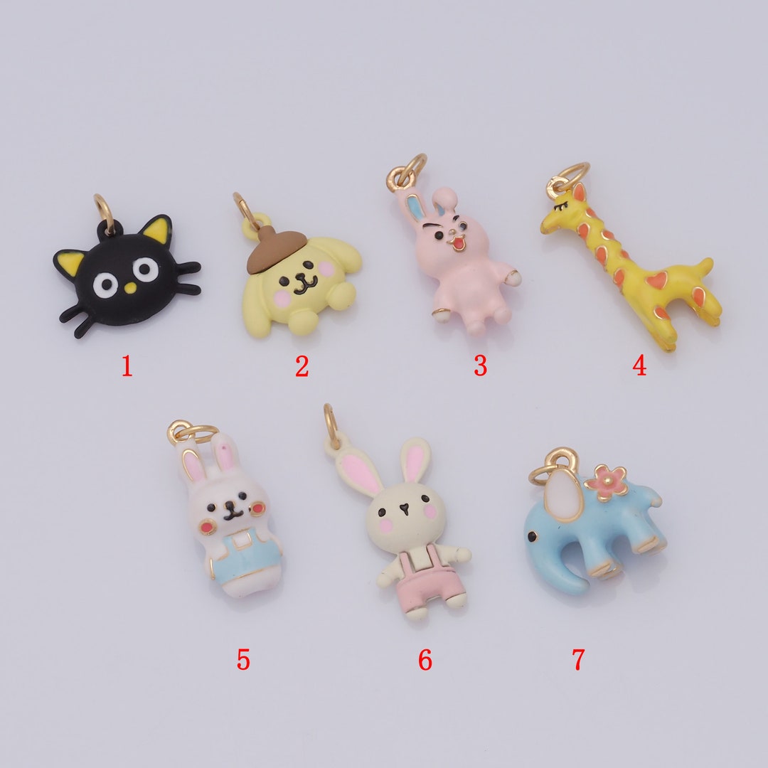 Dainty Animal Charms,18k Gold Filled Elephant Giraffe Rabbit Pendant ...