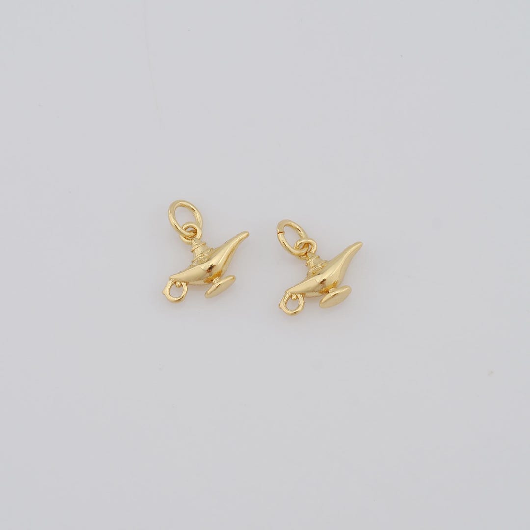 Gold Aladdin's Lamp Charms, 18K Gold Filled Mythological Pendant, Lamp ...