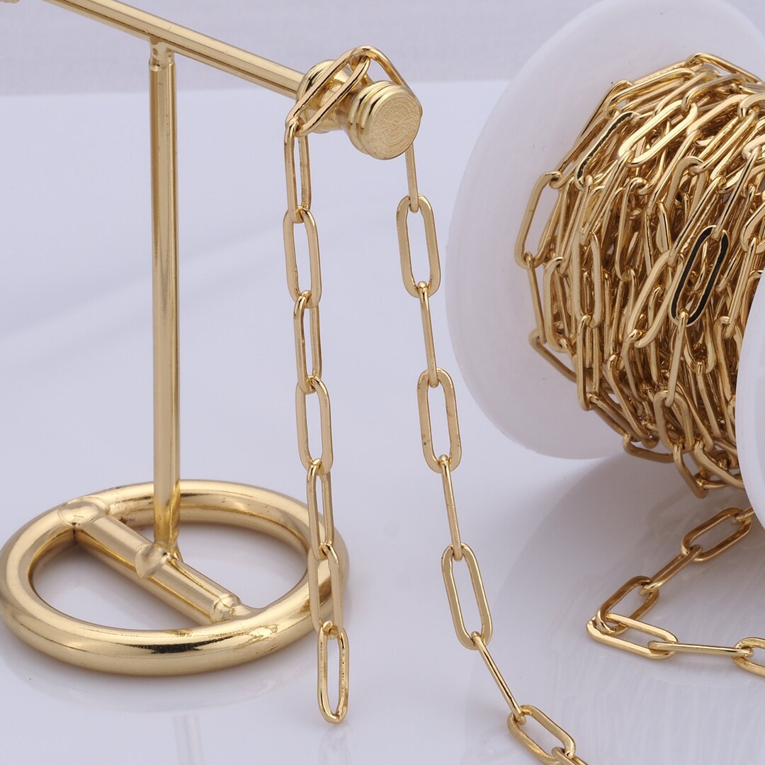 Gold Paper Clips Chain, 18K Gold Filled Semi Finished Chain, Specialty ...