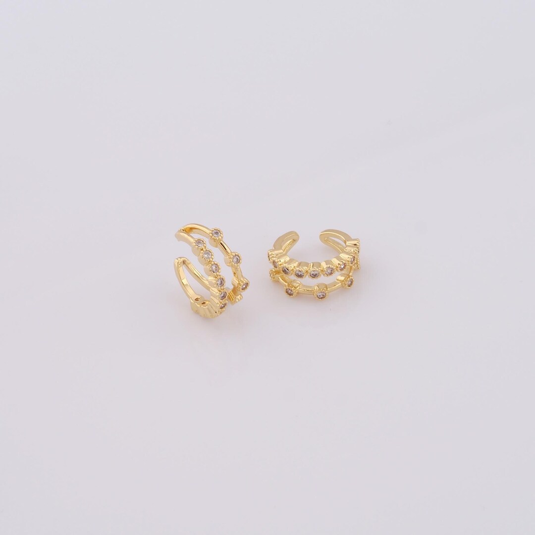 Gold Ear Clips,18k Gold Filled Ear Cuffs,micropaved CZ Small Hoop ...