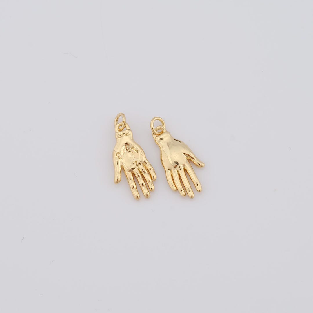 Gold Hand Charms, 18K Gold Filled Hamsa Pendant, Fatima Necklace for ...