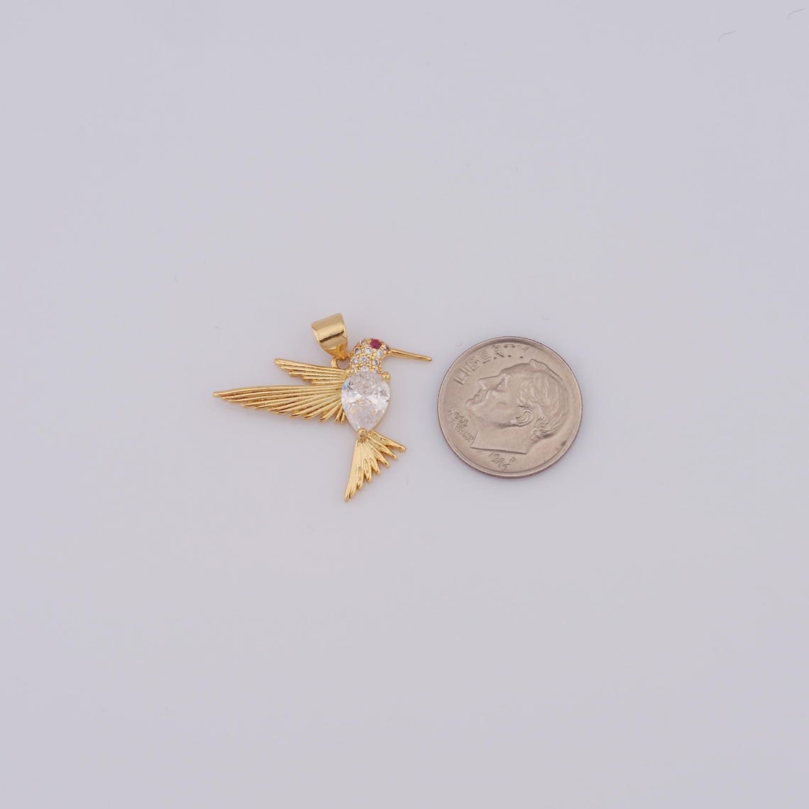 Dainty Bird Charms,18k Gold Filled Bird Pendant,micropavé CZ Necklace ...