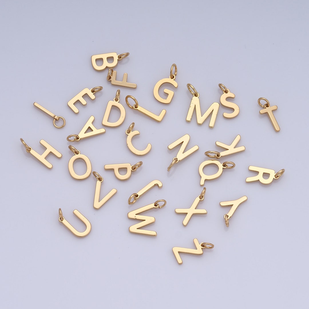 Shiny 18K Gold Filled Initial Charms, Gold Letter Charms DIY Jewelry ...