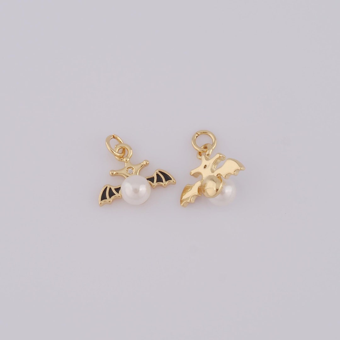 Gold Bat Charms,18k Gold Filled Bat Pendant,micropavé CZ Bat Necklace ...