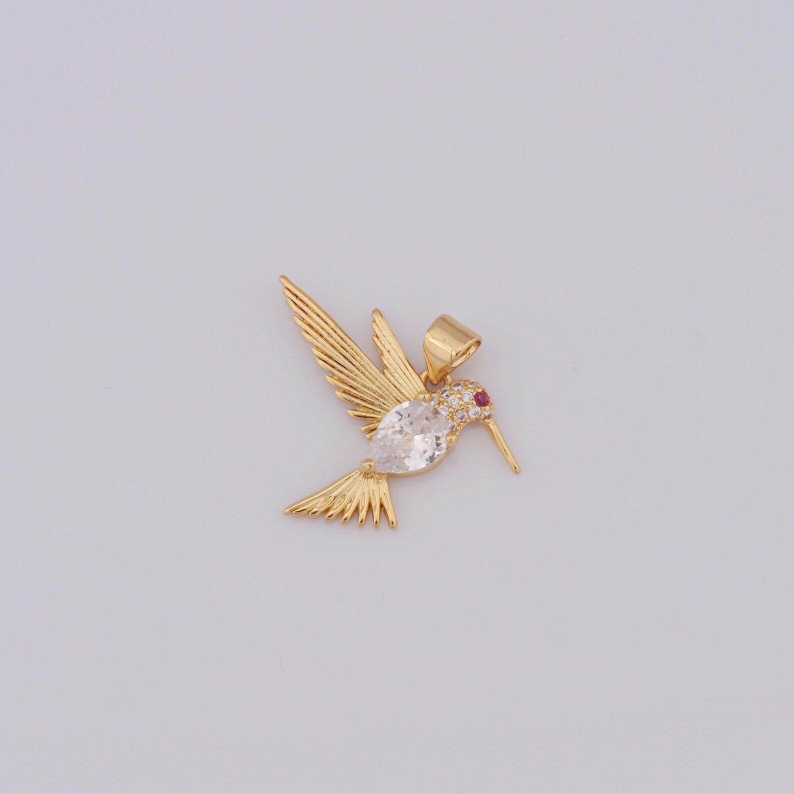Dainty Bird Charms,18k Gold Filled Bird Pendant,micropavé CZ Necklace ...
