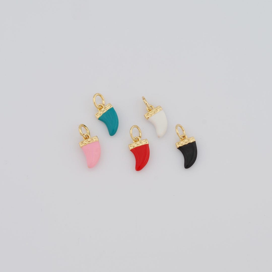 Gold Chilli Charms, 18K Gold Filled Vegetable Pendant, Enamel Necklace ...