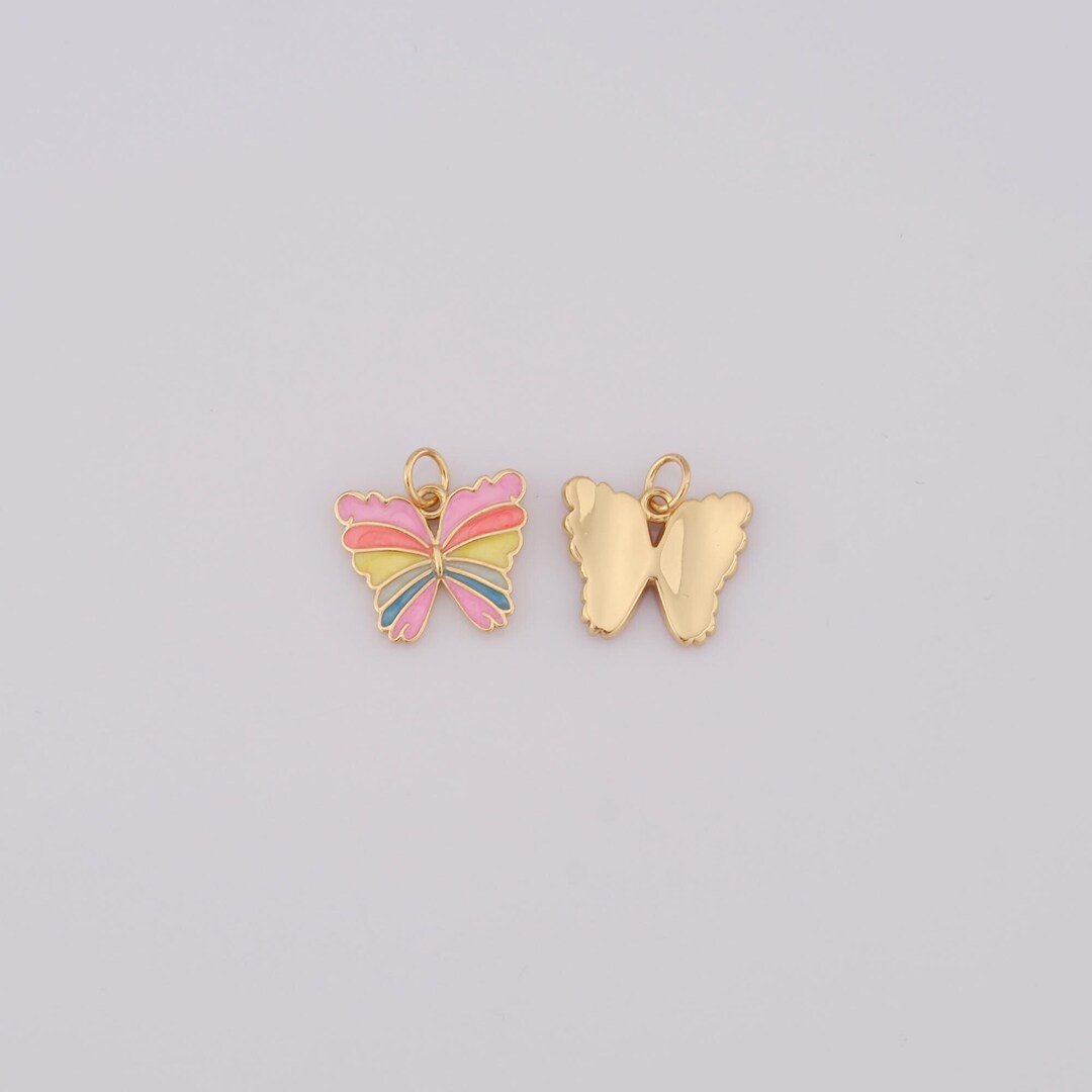 Dainty Bow Charms,18k Gold Filled Bow Pendant,enamel Necklace for DIY ...