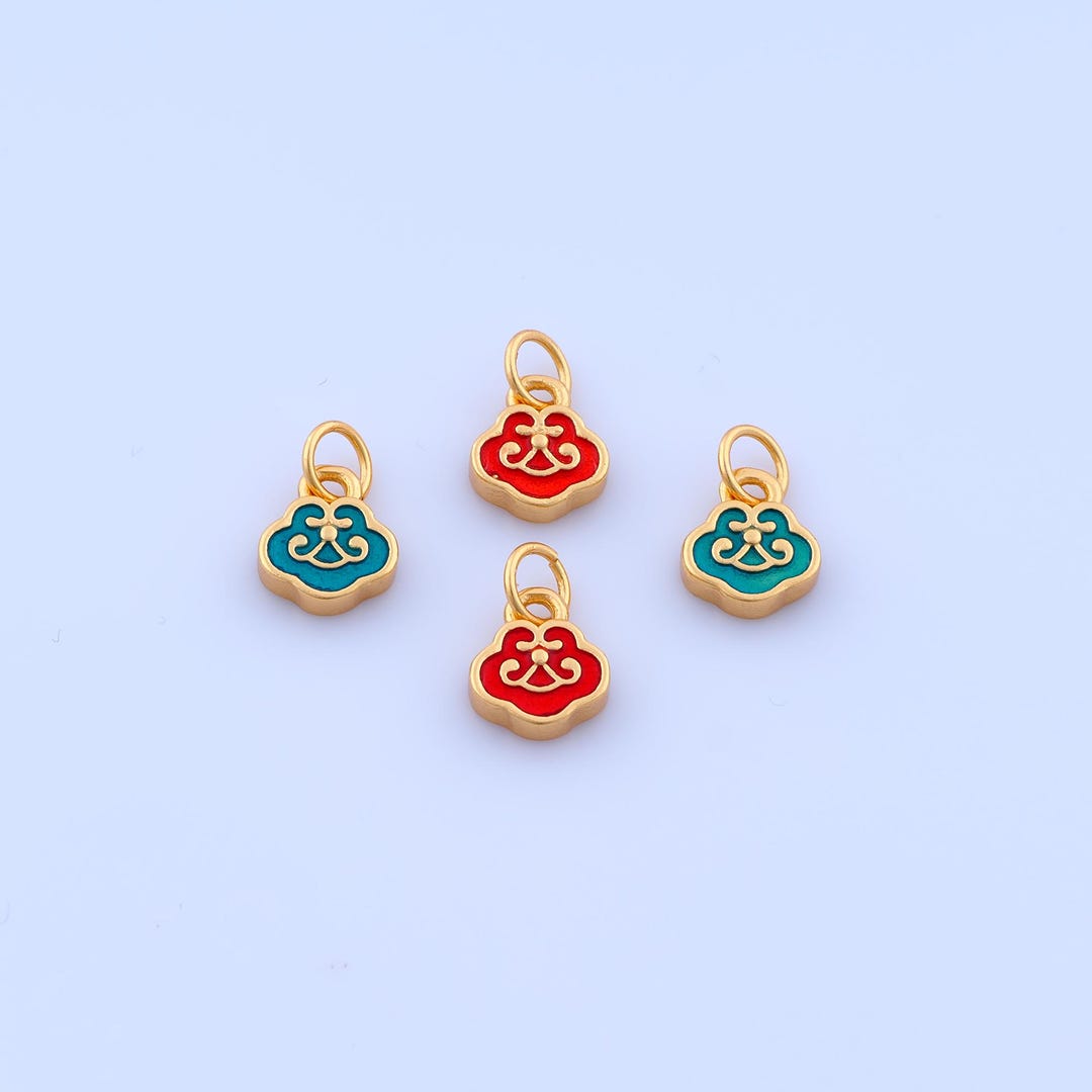 Gold Lock Charms, 18K Gold Filled Lock Pendant, Enamel Lock Pendant ...
