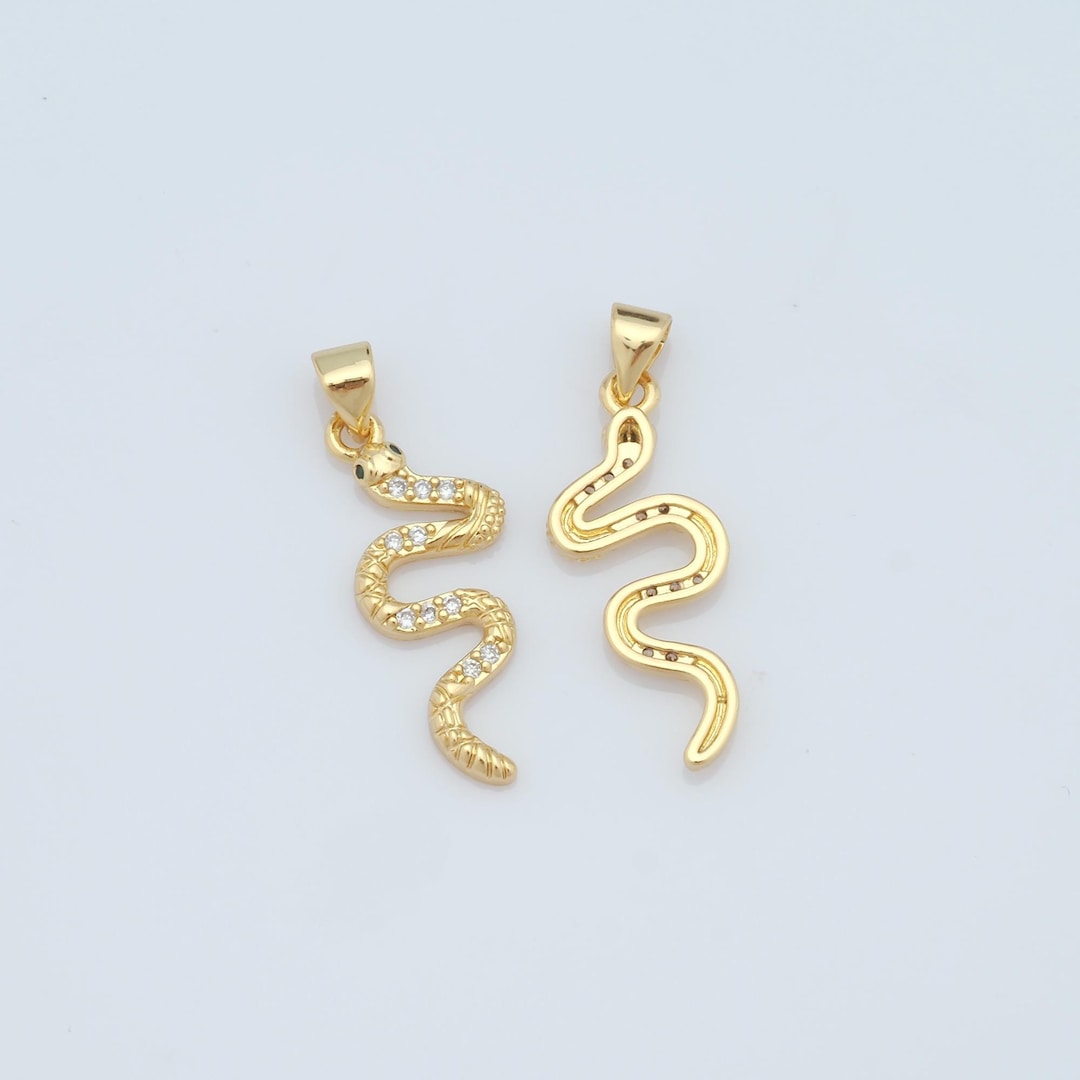 Gold Snake Charms,18k Gold Filled Animal Pendant,micropavé CZ Snake ...