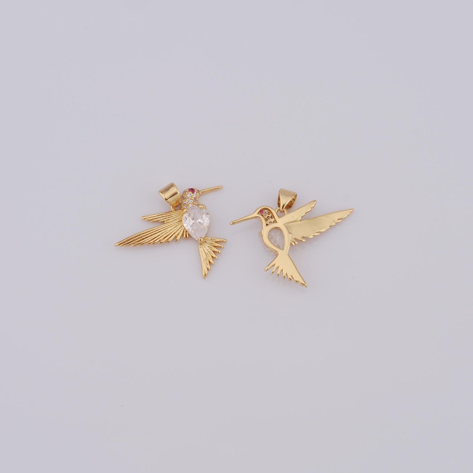 Dainty Bird Charms,18k Gold Filled Bird Pendant,micropavé CZ Necklace ...