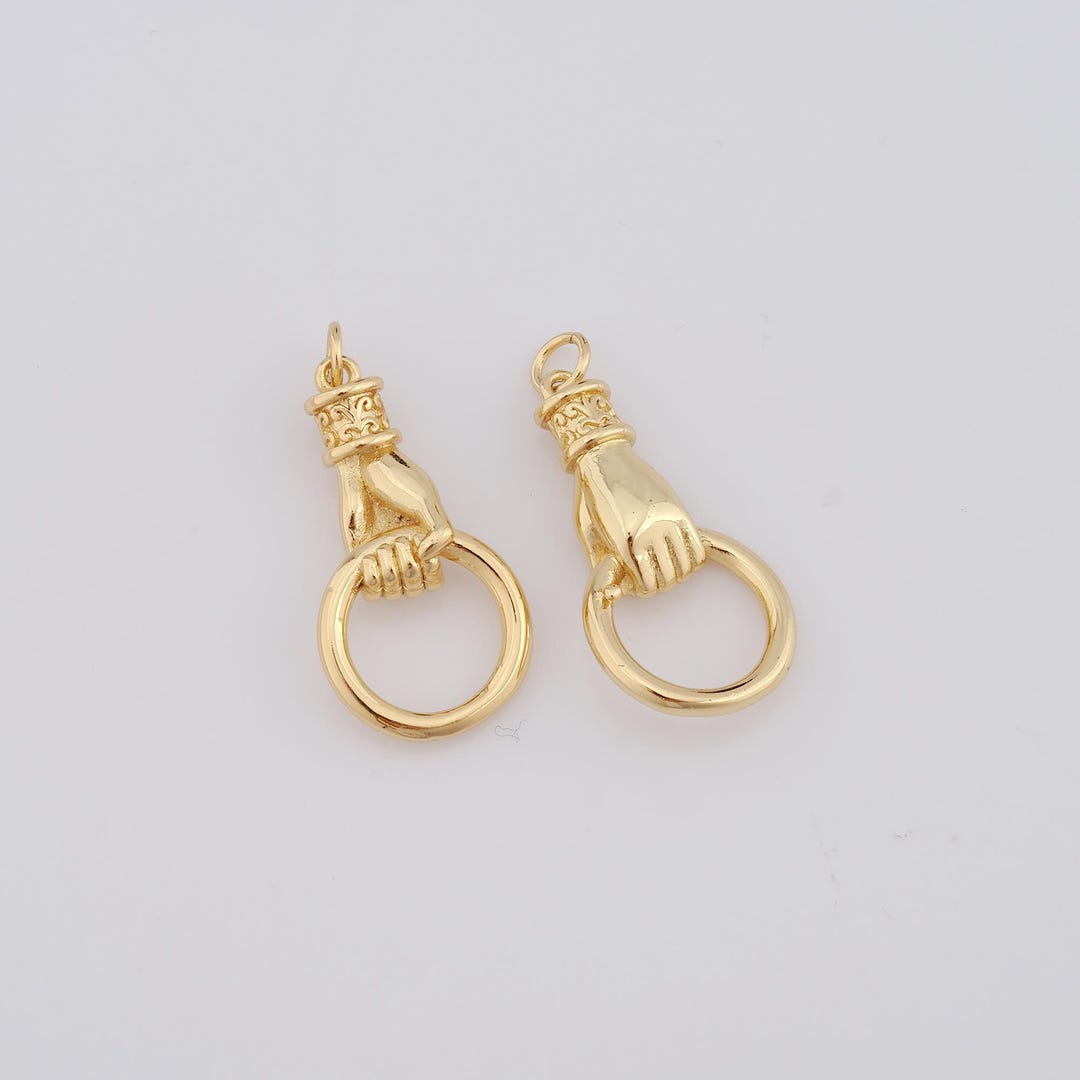 Gold Hand Charms, 18K Gold Filled Round Pendant, Hand Necklace for DIY ...