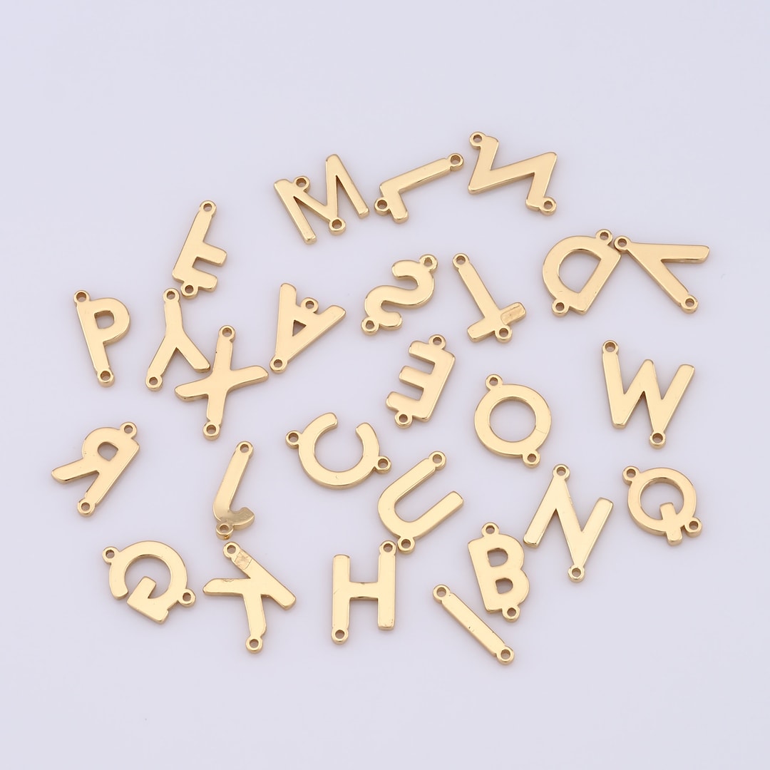 18K Gold Filled Initial Connectors,gold Letter Connector - for Necklace ...