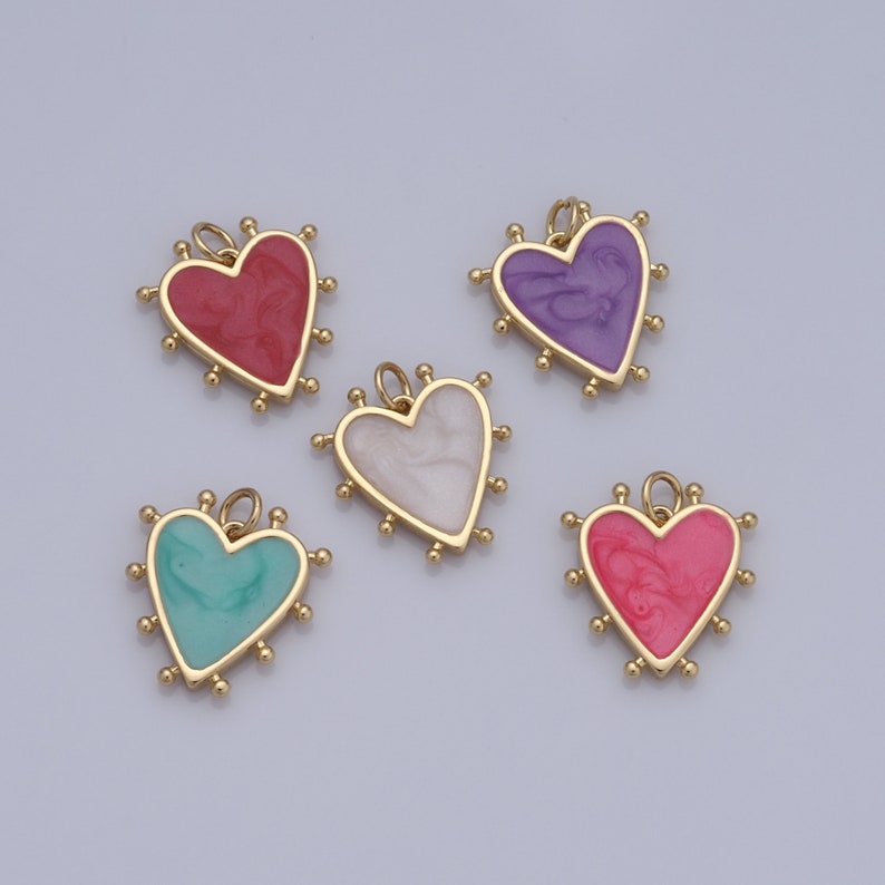 Enamel Minimalist Charms,18k Gold Filled Heart Pendant,heart Necklace ...