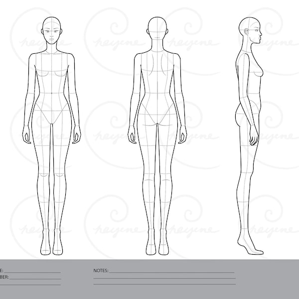 Female Fashion Figure Template - Etsy