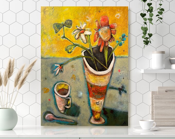 Morning Sun Still Life Painting Abstract Floral Flower Painting ...
