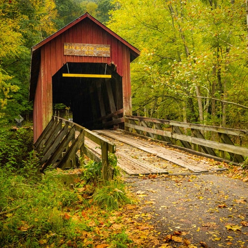 Covered Bridge Print Country Landscape Photography Rustic - Etsy