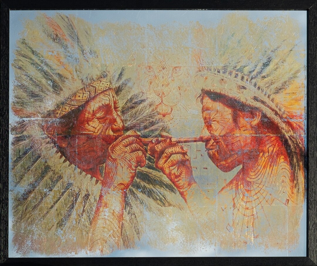 Reverse on Glass Art of Two Shamans in a Rapeh Ceremony - Etsy
