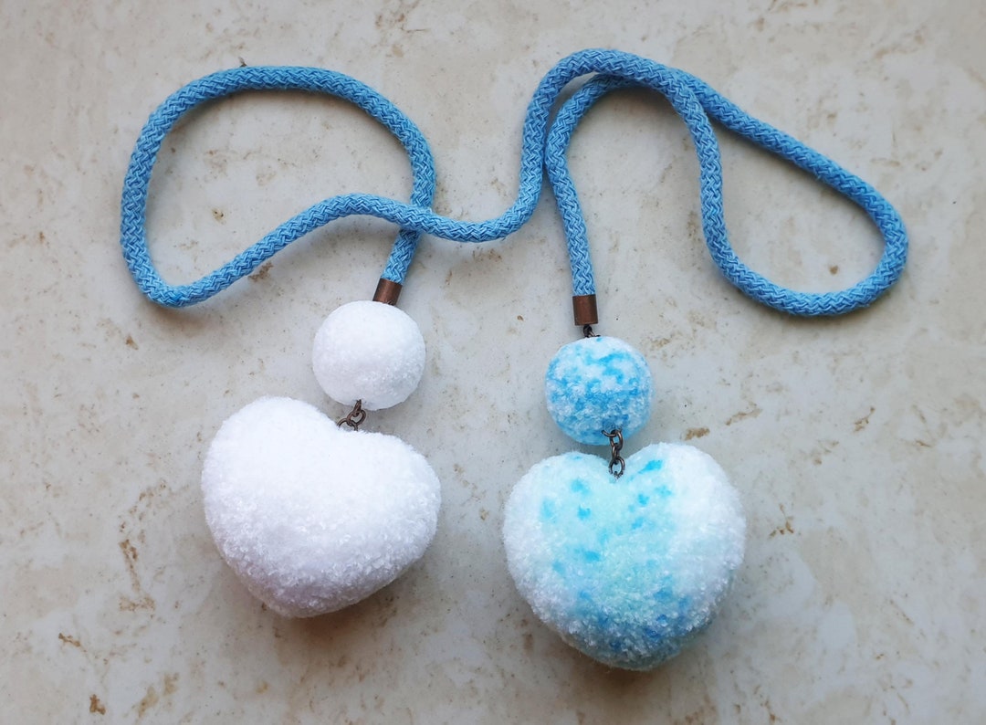 Long Pom Pom Tieback. Blue and White Pom Pom Door Knob Hanger ...