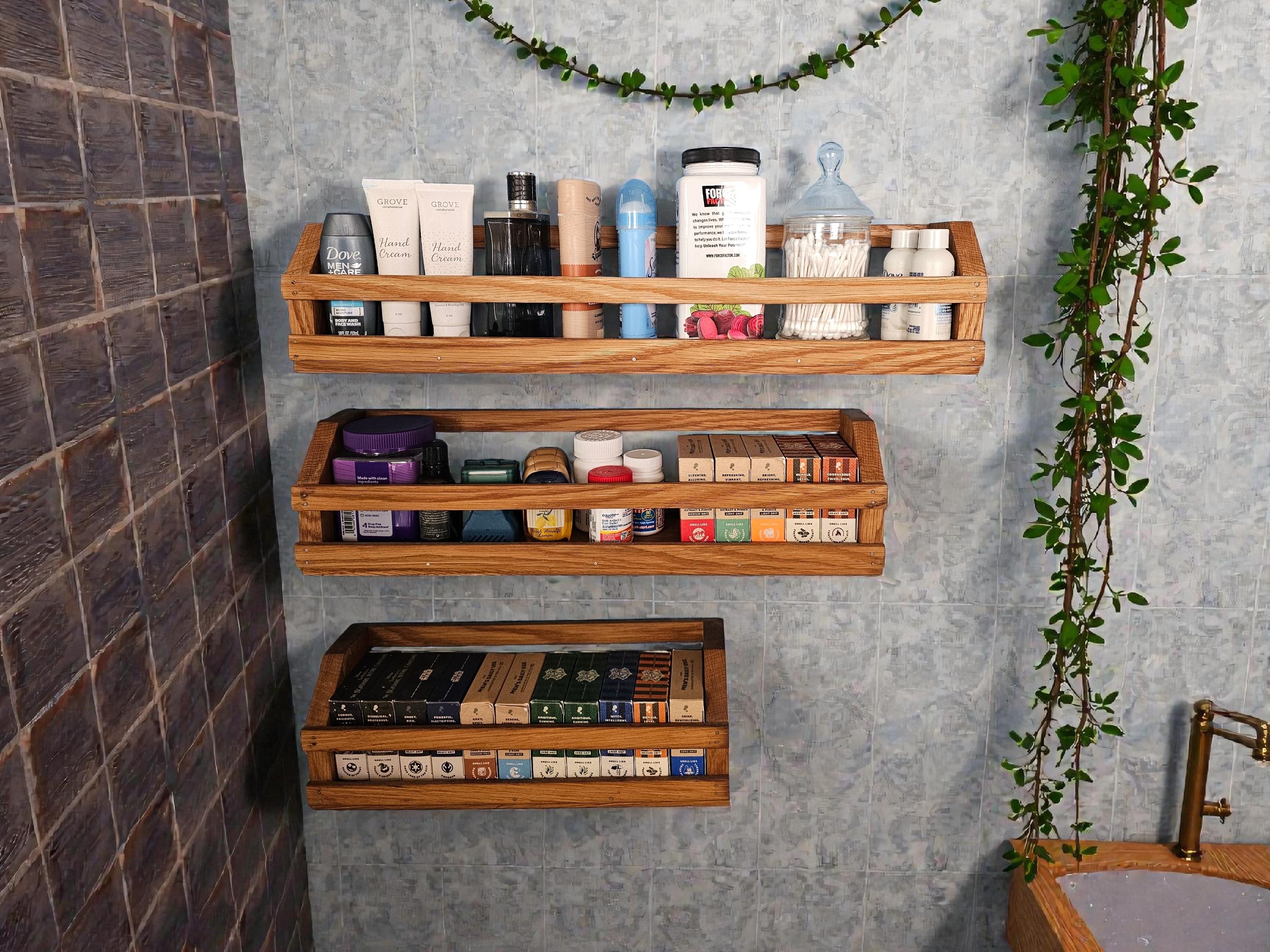 Rustic Wall-mounted Oak Shelves – Handcrafted Wood Storage for Your ...