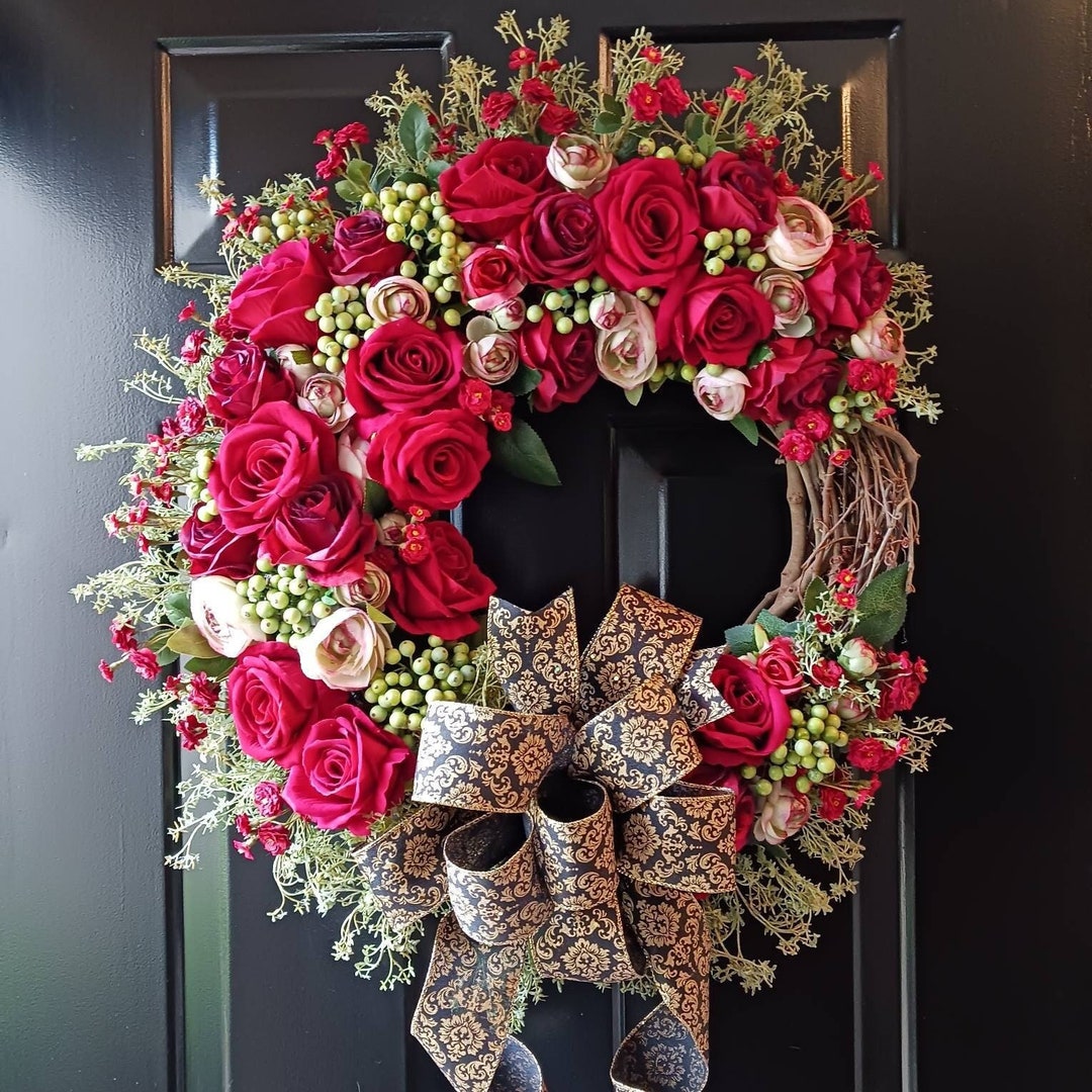 Red Roses for You Grapevine Wreath - Etsy